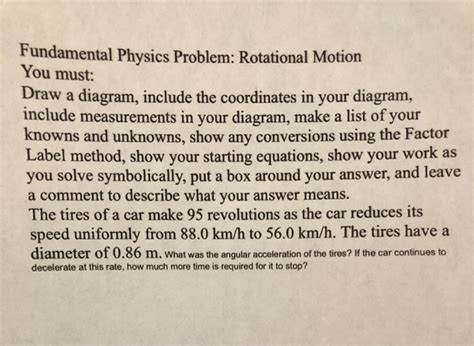 Solved Fundamental Physics Problem Rotational Motion You