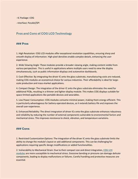 Ppt The Pros And Cons Of Cog Lcd Technology Powerpoint Presentation