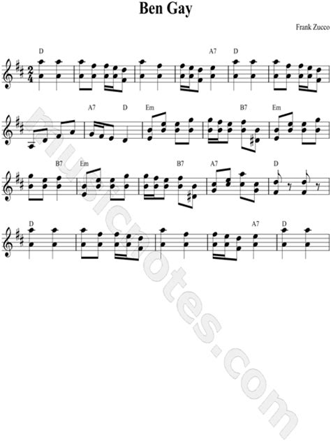 Traditional Ben Gay Sheet Music Violin Solo In D Major Download
