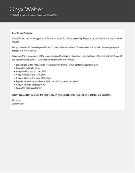 Orthodontic Assistant Cover Letter Velvet Jobs