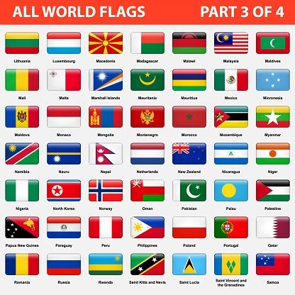 All World Flags In Alphabetical Order Part 3 Of 4 Stock Illustration Download Image Now Flag