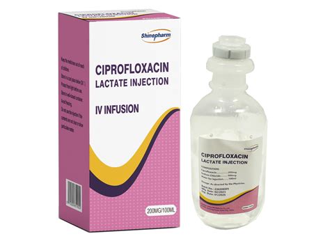 Antibiotic Medicine Ciprofloxacin Lactate Injection 200mg 100ml