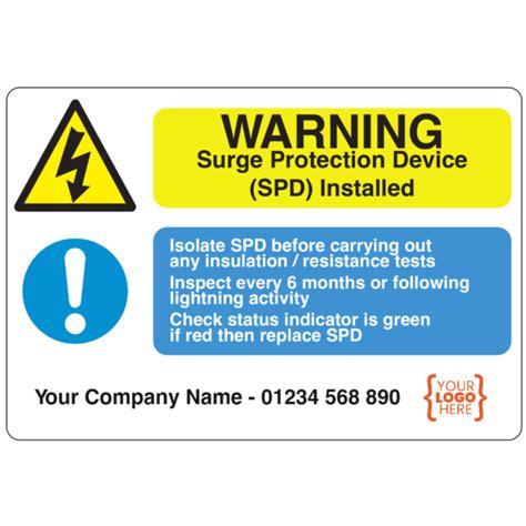 Custom Surge Protection Device SPD Warning Labels 95x65mm Labels Online