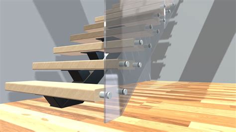 Mono Stringer With Angle Stool 3d Model By 3d Software For Stair Design And Production