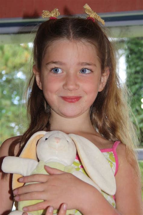 Portrait Girl With Bunny Stock Image Image Of Hair 175797663