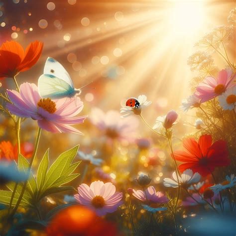 Premium Vector Flowers Meadow Sunlight