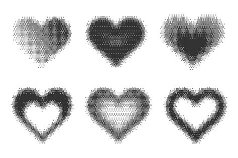 bitmap pixel arcade game effect hearts y2k halftone pattern shape