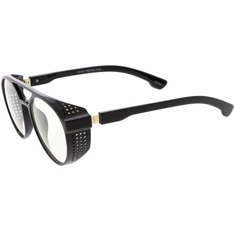Retro Steampunk Disco Biker Clear Lens Vented Glasses Zerouv