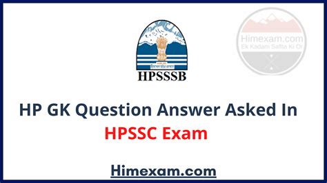 Hp Gk Question Answer Asked In Hpssc Exam