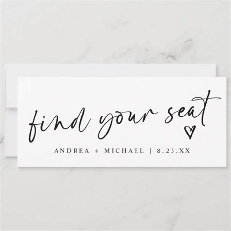 Wedding Seating Chart Header Card Modern Simple Zazzle