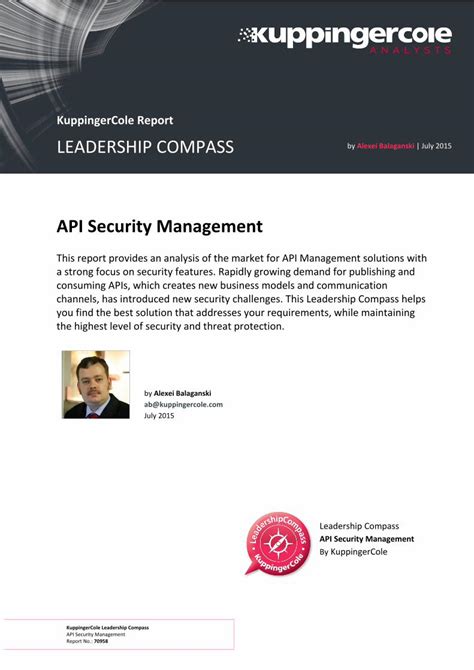 Pdf Api Security Management · Kuppingercole Leadership Compass Api
