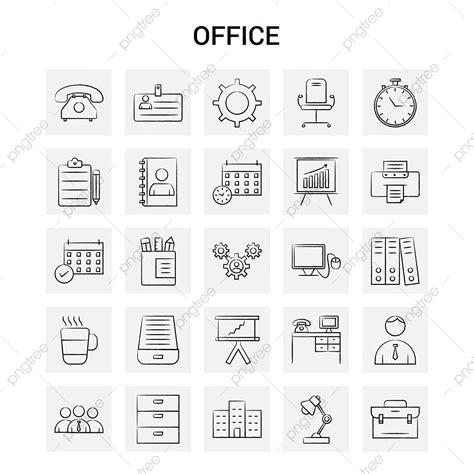 25 손으로 그린 사무실 아이콘 세트 아이콘 달력 약속 Png 일러스트 및 벡터 에 대한 무료 다운로드 Pngtree