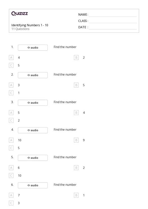 50 Identifying Numbers 0 10 Worksheets For 5th Year On Quizizz Free