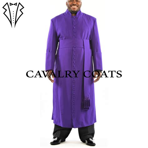 New Mens Cotton 33 Button Roman Cassock And Cincture Set In Purple