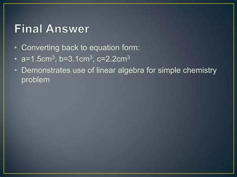 Linear Algebra Application To Chemistry Pptx Chemistry Science
