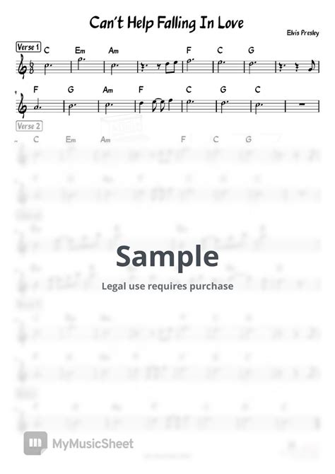 Elvis Presley Cant Help Falling In Love Sheet Music By Jazz