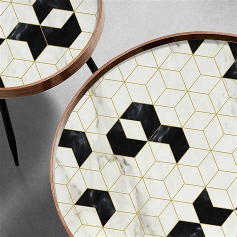 Art Deco Hexagons Adhesive Vinyl For Decoration