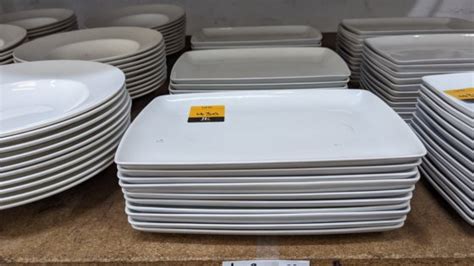 30 Off White Rectangular Plates Small Platters Each Measuring