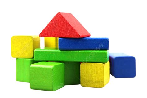 Wooden Building Blocks Construct Rectangle Colours Yellow PNG