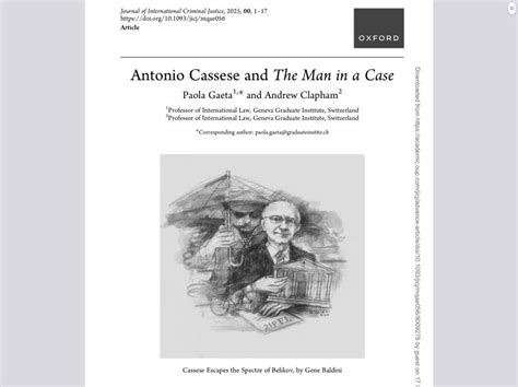 Just Published Antonio Cassese And The Man In A Case Thirty Years After The Landmark Tadić