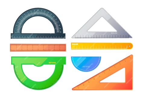 Premium Vector Rulers Collection Measuring Scale Triangular Protractor Math Geometry Tools