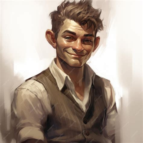 Premium Photo Illustration Of A Smiling Teenage Imp In A Shirt And Vest