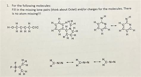 Solved For The Following Moleculesfill In The Missing Lone