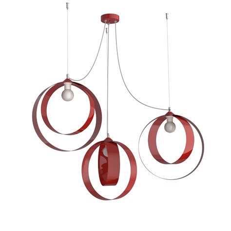 Lumicom Shell Suspension 3x E27 Max 42w Métal Peau De Vache Rouge