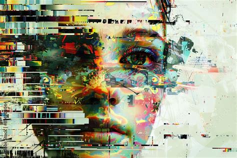 a digital artist creating abstract art from big data using ai algorithms to interpret and