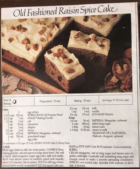 Old Fashioned Raisin Spice Cake No Bake Cake Spice Cake Raisin