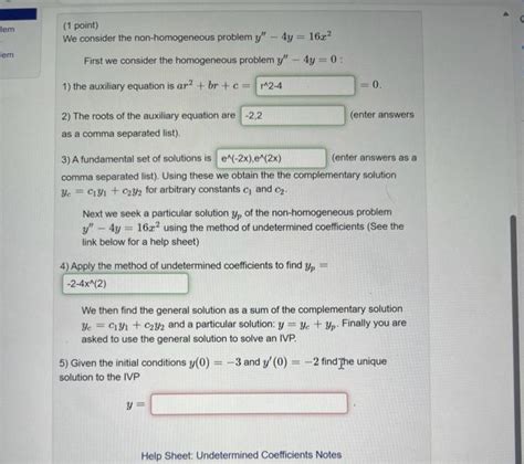 Solved 1 Point We Consider The Non Homogeneous Problem Chegg