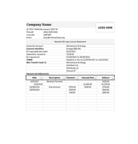 Creating Monthly Invoice Statement Template Templates For Monthly Invoice Statement Template