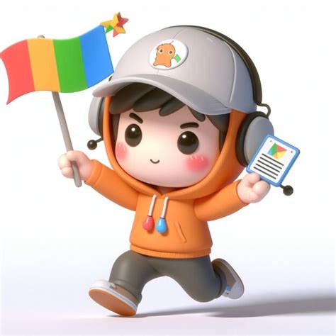 Cute 3d Style Chibi Programmer Doing A Happy Dance With A Celebratory Flag In Their Hand