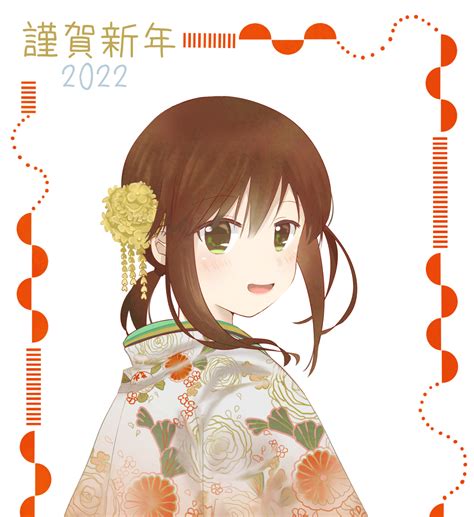 배경 화면 애니메이션 소녀들 간타이 컬렉션 후부키 칸 콜레 포니 테일 갈색 머리의 키모노 일본식 기모노 새해 삽화 디지털 아트 팬 아트