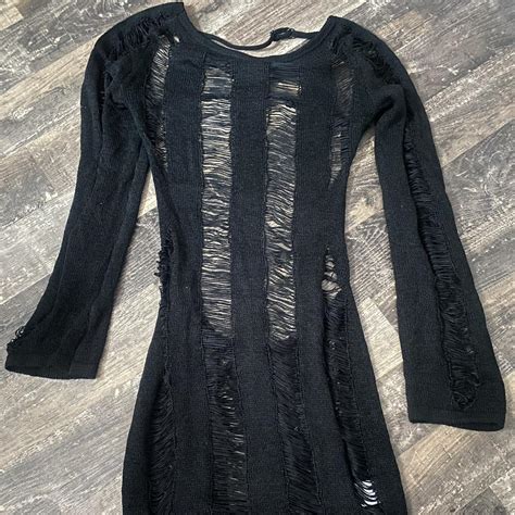 Jaded London Black Umbra Shredded Mini Dress Size M Depop