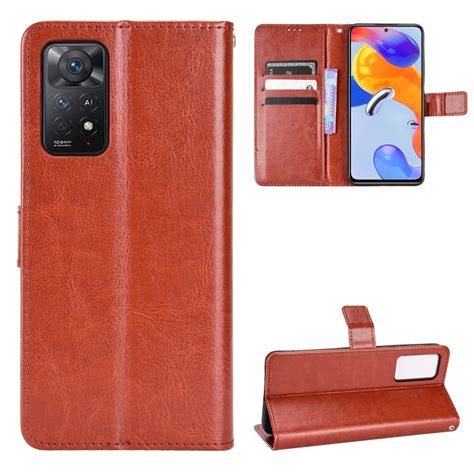 หรูหรา Crazy Horse ปลอกหนัง Pu Redmi Note 12 Pro 4g ฝาครอบเชือกเส้นเล็ก