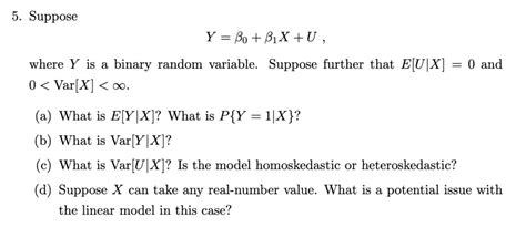 solved 5 suppose y β0 β1x u where y is a binary random