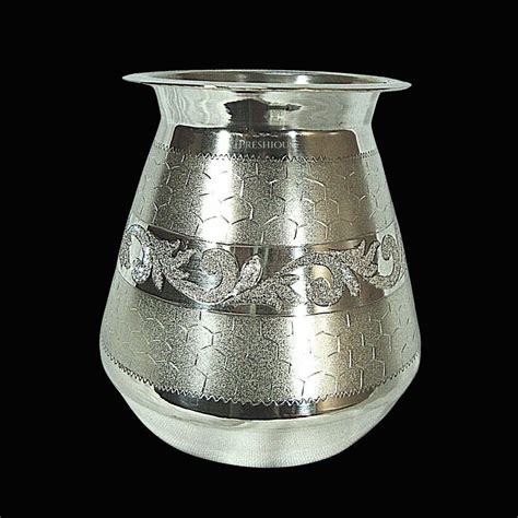 100 Grams Pure Silver Marwadi Chambu Lota Diamond And Honeycomb