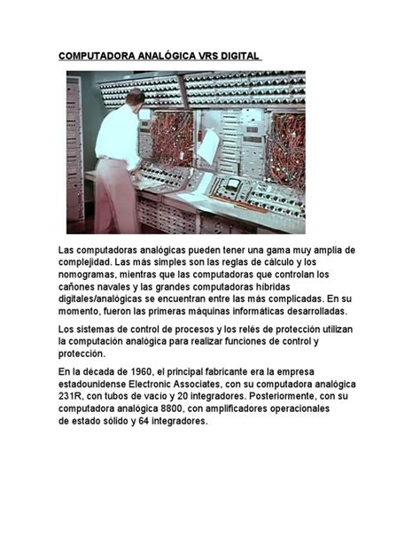 Computadora Analógica Vrs Digital Pdf Señal Analoga Ingeniería