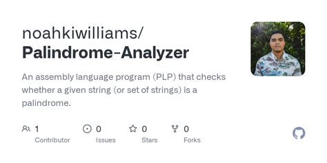 Github Noahkiwilliamspalindrome Analyzer An Assembly Language