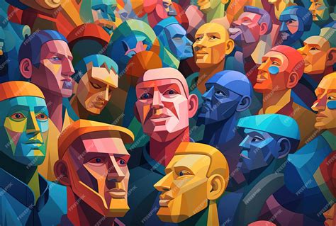 Premium Ai Image Colorful Cartoon Hd Portrait Of Different People In