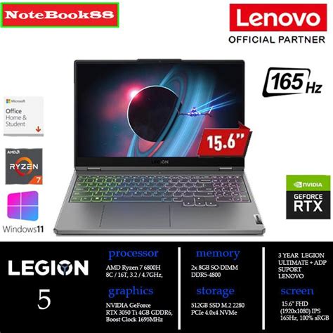 Jual LENOVO LEGION 5 15ARH7 05ID RYZEN 7 6800H 16GB 512GB RTX3050Ti W11 OHS Shopee Indonesia