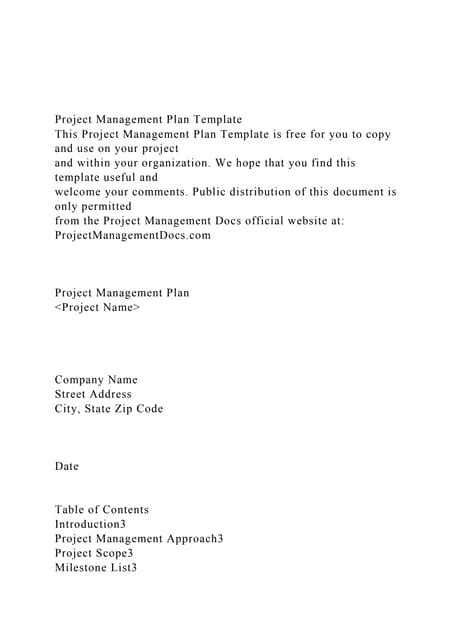 Project Management Plan Templatethis Project Management Plandocx Business Accounting