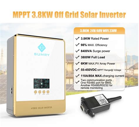 Off Grid Solar Inverter 6200w 48v Pv 55 450v Rgb Lights Wifi Monitoring