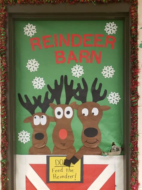 Reindeer Barn Christmas Classroom Door