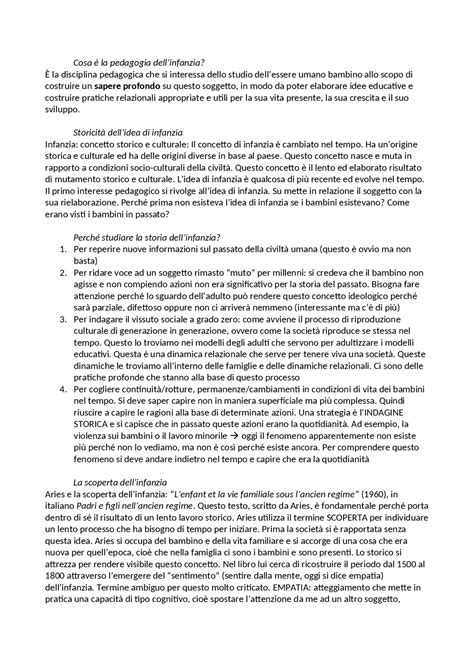 Appunti Pedagogia Dellinfanzia Docsity