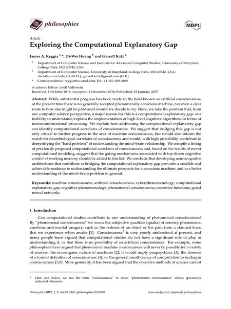 Exploring The Computational Explanatory Gap Pdf Consciousness