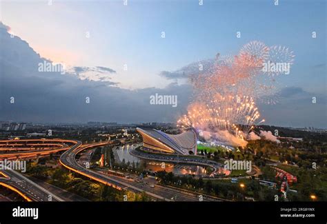 Chengdu Chinas Sichuan Province 8th Aug 2023 Fireworks Are Seen