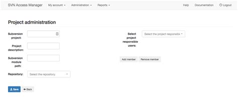 Administration Menu SVN Access Manager