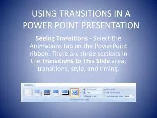 PPT A Power Point Tutorial How To Add Transitions PowerPoint Presentation ID